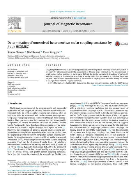 Pdf Determination Of Unresolved Heteronuclear Scalar Coupling Constants By Jup Hsqmbc
