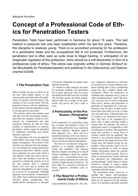 Code Of Ethics Penetration Testers