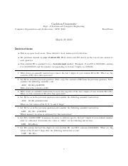 SYSC 2320 Winter 2020 Exam Pdf Carleton University Dept Of Systems And Computer Engineering