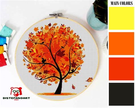 TREE Cross Stitch Pattern PDF Pcs Set Four Seasons Tree Etsy