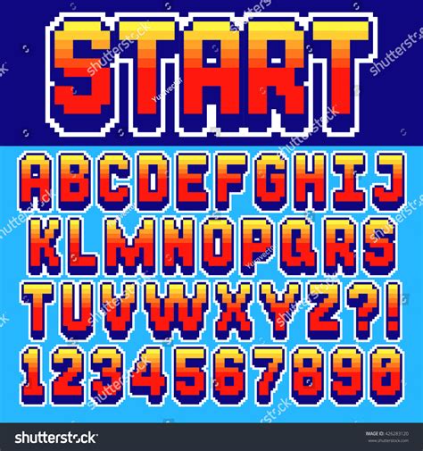 Pixel Retro Font Video Computer Game Stock Vector Royalty Free 426283120