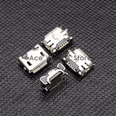 Pcs Micro USB Connector Jack Female Type Pin SMT For Phones Tail Charging Socket PCB Board