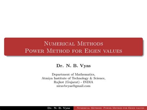 Numerical Methods Power Method For Eigen Values Ppt