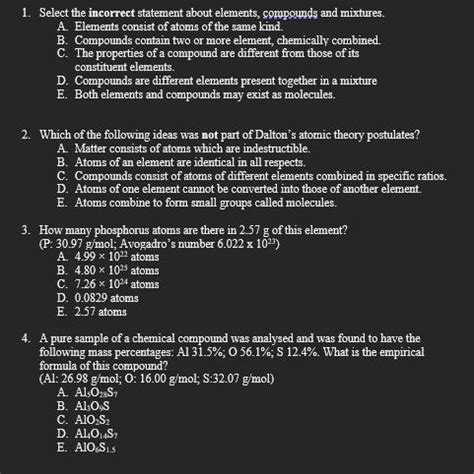 Solved Select The Incorrect Statement About Elements Chegg