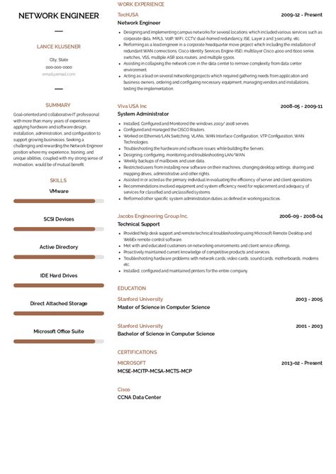 Network Engineer Resume Samples And Templates VisualCV