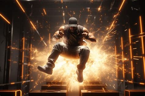 Premium Photo A Dynamic Shot Of A Man Executing A Jumping Squat 00069 00