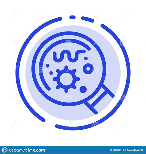 Germs Laboratory Magnifier Science Blue Dotted Line Line Icon Stock
