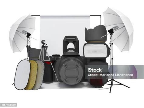 흰색 배경에 사진 스튜디오 3d 렌더링에 개념 장비 그림자 없음 구도에 대한 스톡 사진 및 기타 이미지 구도 디자인 디지털 생성 이미지 Istock