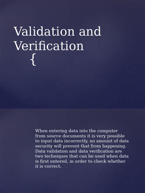 validation and verification pdf verification and validation data