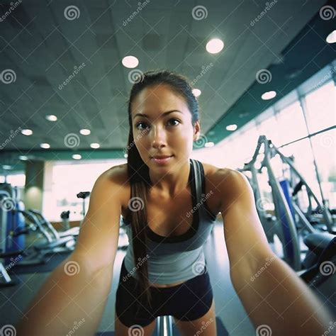 Young Woman Taking A Selfie In A Modern Gym During A Fitness Session