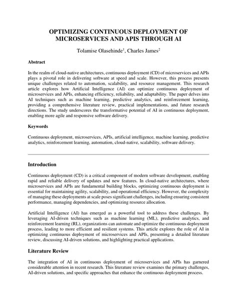 Pdf Optimizing Continuous Deployment Of Microservices And Apis Through Ai