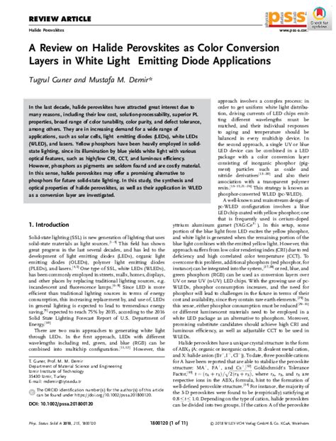 Pdf A Review On Halide Perovskites As Color Conversion Layers In