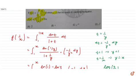 if f x int1 x lnt 1 t dt where x 0 then the values of of x satisfy