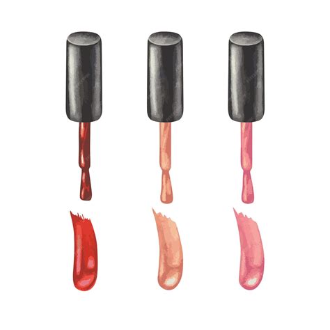 Premium Vector A Set Of Nail Polish Brushes And Brush Strokes