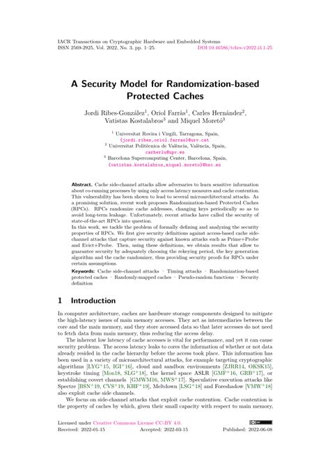 PDF Security Model For Randomization Based Protected Caches