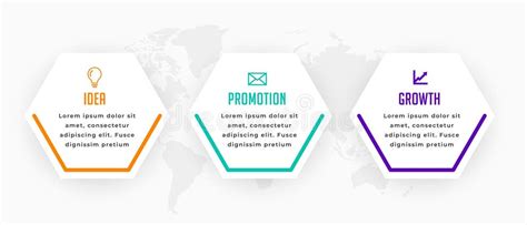 3 Step Infographic Success Workflow Template For Data Visualization Stock Vector Illustration