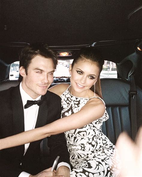 Ian Somerhalder Nina Dobrev Oscars Party Cuddle Time For Vampire Diaries Stars Hollywood