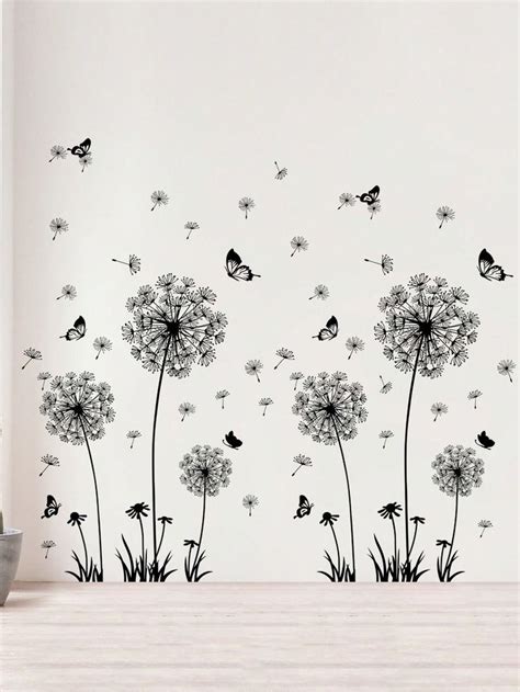 2 Piezas Pegatina De Pared Con Estampado De Diente De León Adhesivo