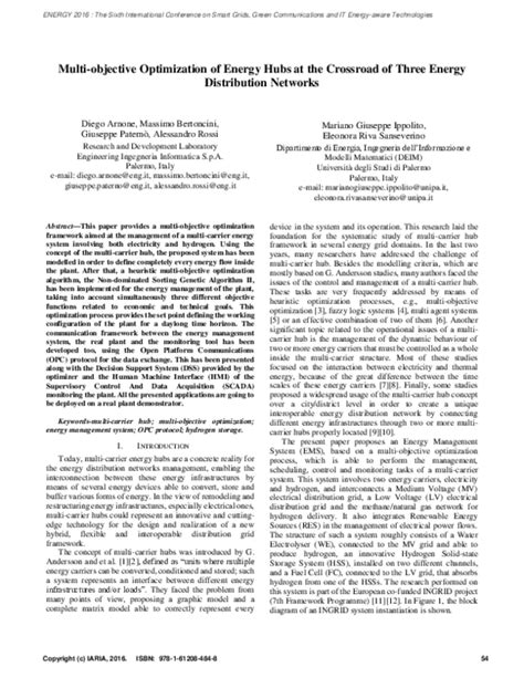 Pdf Multi Objective Optimization Of Energy Hubs At The Crossroad Of Three Energy Distribution