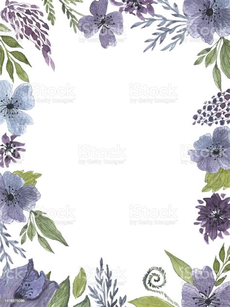 수채화 꽃 프레임입니다 다채로운 꽃과 나뭇잎으로 손으로 그린 배경과 텍스트를 위한 장소 0명에 대한 스톡 벡터 아트 및 기타 이미지 0명 구도 꽃 나무 Istock