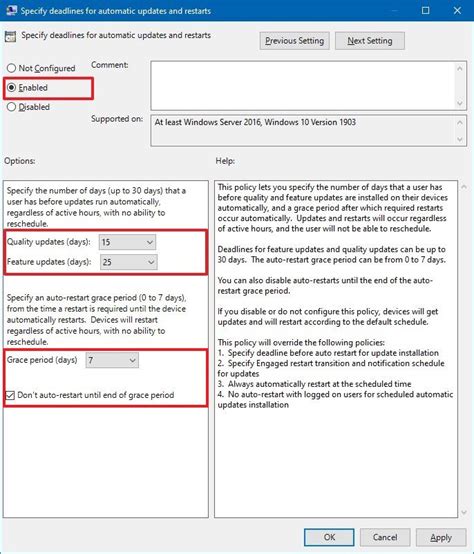 How To Specify Deadlines For Automatic Updates And Restarts On Windows 10 May 2019 Update