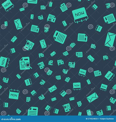 Set File Document Calendar Document With Graph Chart And Mail And E Mail On Seamless Pattern