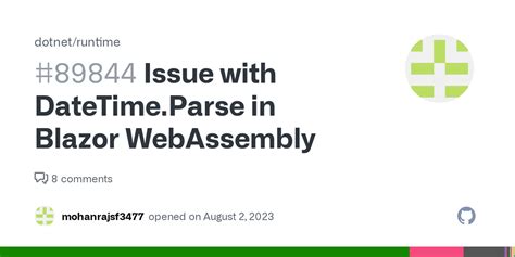Issue With Datetimeparse In Blazor Webassembly · Issue 89844 · Dotnet