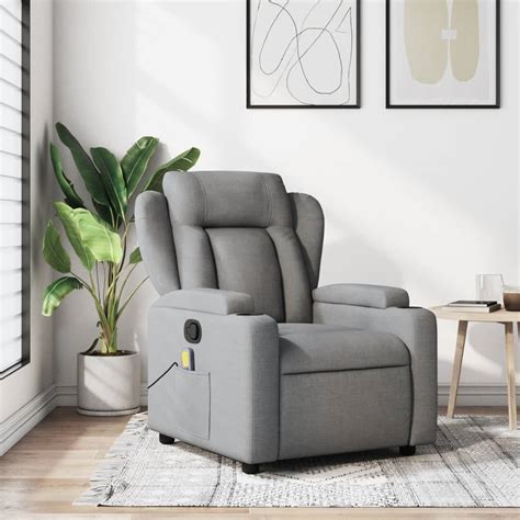 Sillón Reclinable De Masaje De Tela Gris Claro Leroy Merlin