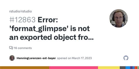 error format glimpse is not an exported object from namespace pillar · issue 12863
