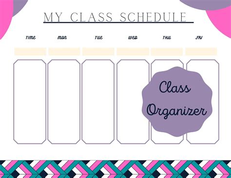 Printable Class Schedule Printable Class Organization Day Etsy