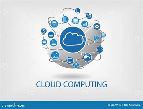 Cloud Computing Illustration With Connected Devices Like Notebooks