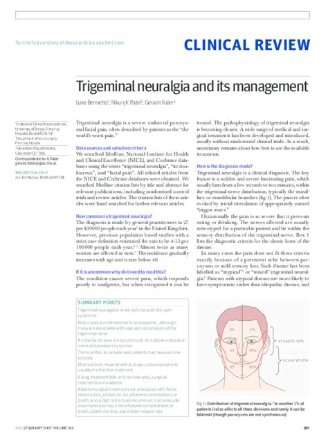 Pdf Trigeminal Neuralgia And Its Management