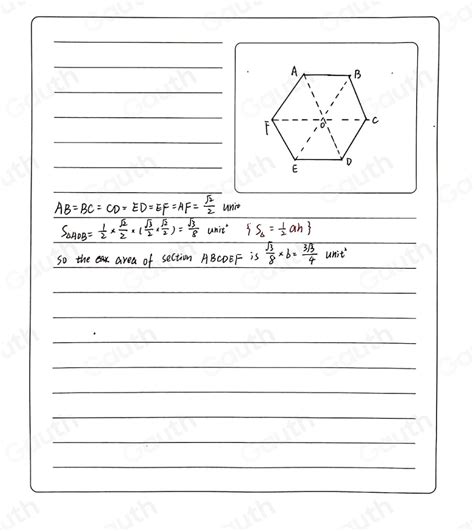 Solved Find The Area Of Section Abcdef As Shown Each Vertex Of The Polygon Is At The Midpoint
