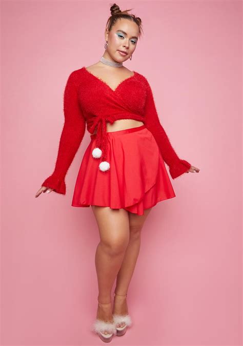 Plus Size Sugar Thrillz Chiffon Wrap Mini Skirt Red Dolls Kill