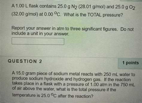 Solved A L Flask Contains G N G Mol And Chegg