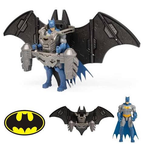 Boneco Batman De Luxo Transforme Equipado Com Asa Mega Gear Spin