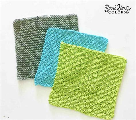 3 Knit Dishcloth Patterns Free Easy To Make Smiling Colors