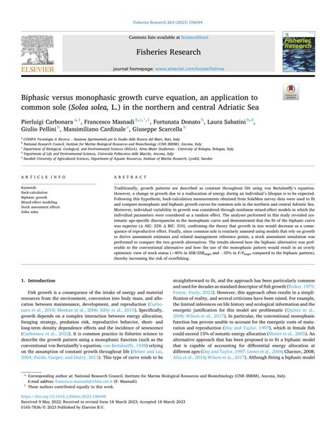 Pdf Biphasic Versus Monophasic Growth Curve Equation An Application To Common Sole Solea