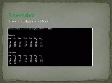 presentation of make a calendar in c language ppt