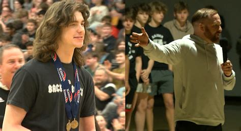 Frontenac High School Holds Rally To Celebrate Swimmer Nathan Troth Wrestling Teams Ksnfkode