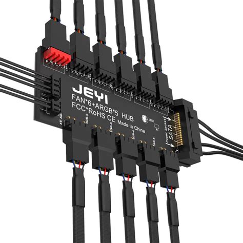 Jeyi Argb Pwm 5 Way Fan Hub Addressable 12v 4pin Pwm And 5v 3pin Argb 2 In 1 Hub Rgb Fan Rgb