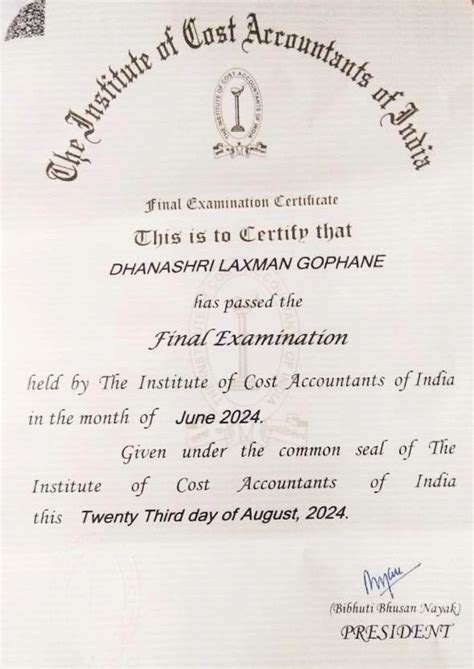 Dhanashri Gophane On Linkedin Professionalmilestone Qualified Cma