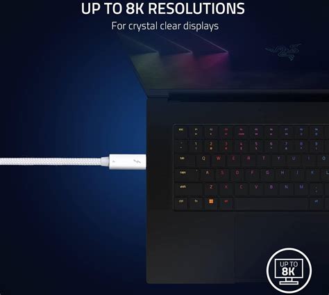 razer thunderbolt 4 cable 2 0m 6 56ft up to 40 gigabits per second up to 8k resolutions