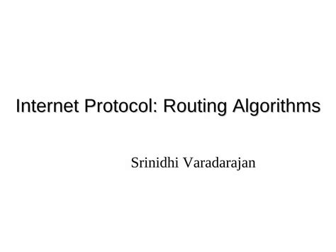 Pdf Internet Protocol Routing Algorithms Virginia Techcoursescs