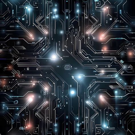 Abstract Digital Circuitry With Glowing Lines And Nodes Premium Ai Generated Image