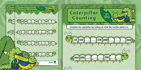 Grade 3 Number Patterns Caterpillar Counting Up To 750