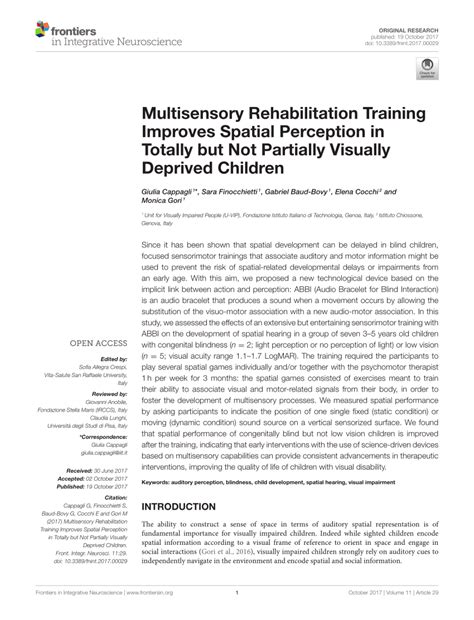 Pdf Multisensory Rehabilitation Training Improves Spatial Perception In Totally But Not