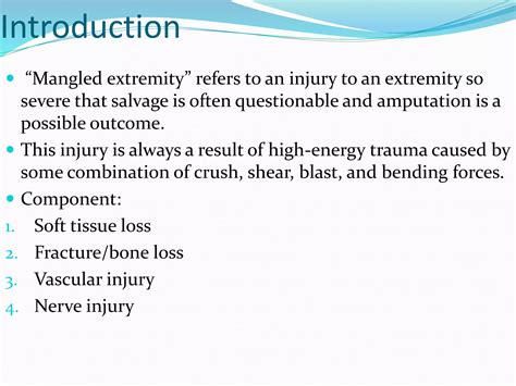 Mangled Extremity And Its Management Pptx