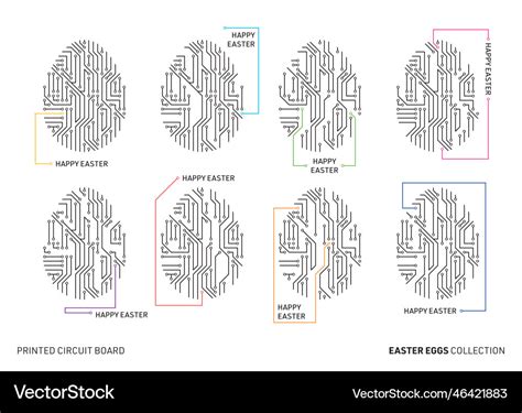 Printed Circuit Board Pattern Easter Eggs Vector Image