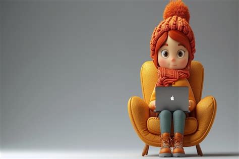 Premium Photo A Doll With A Laptop On Her Lap Sits On A Chair